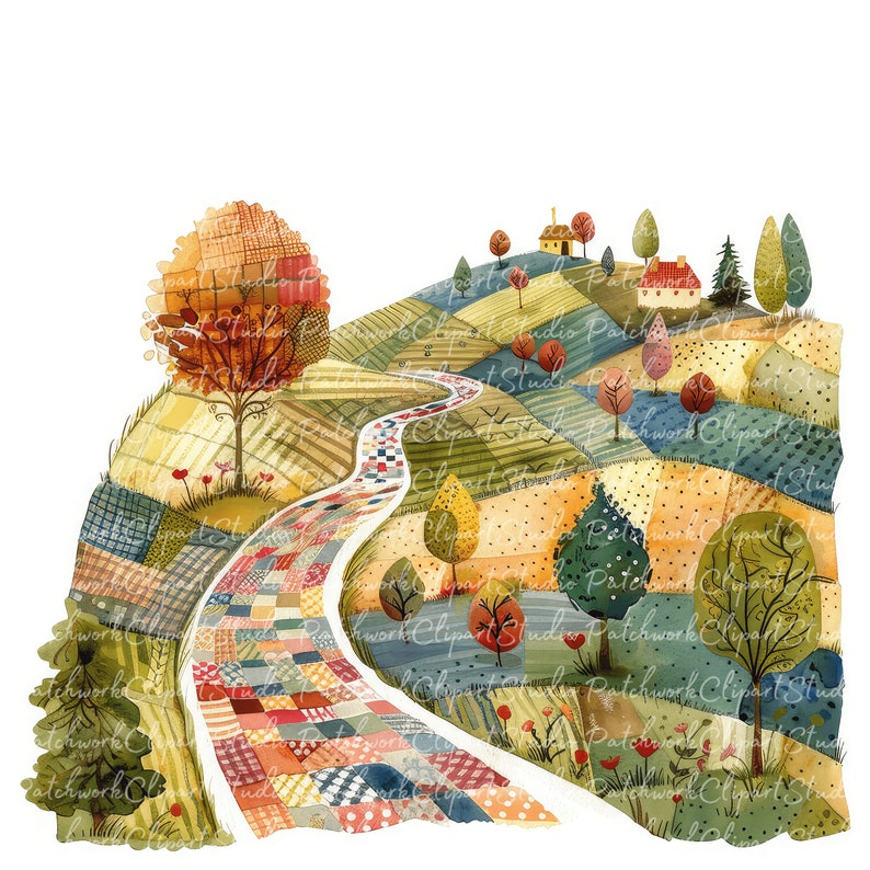 10 Roads Clipart Bundle, PNG & JPG, Printable Patchwork Road ...