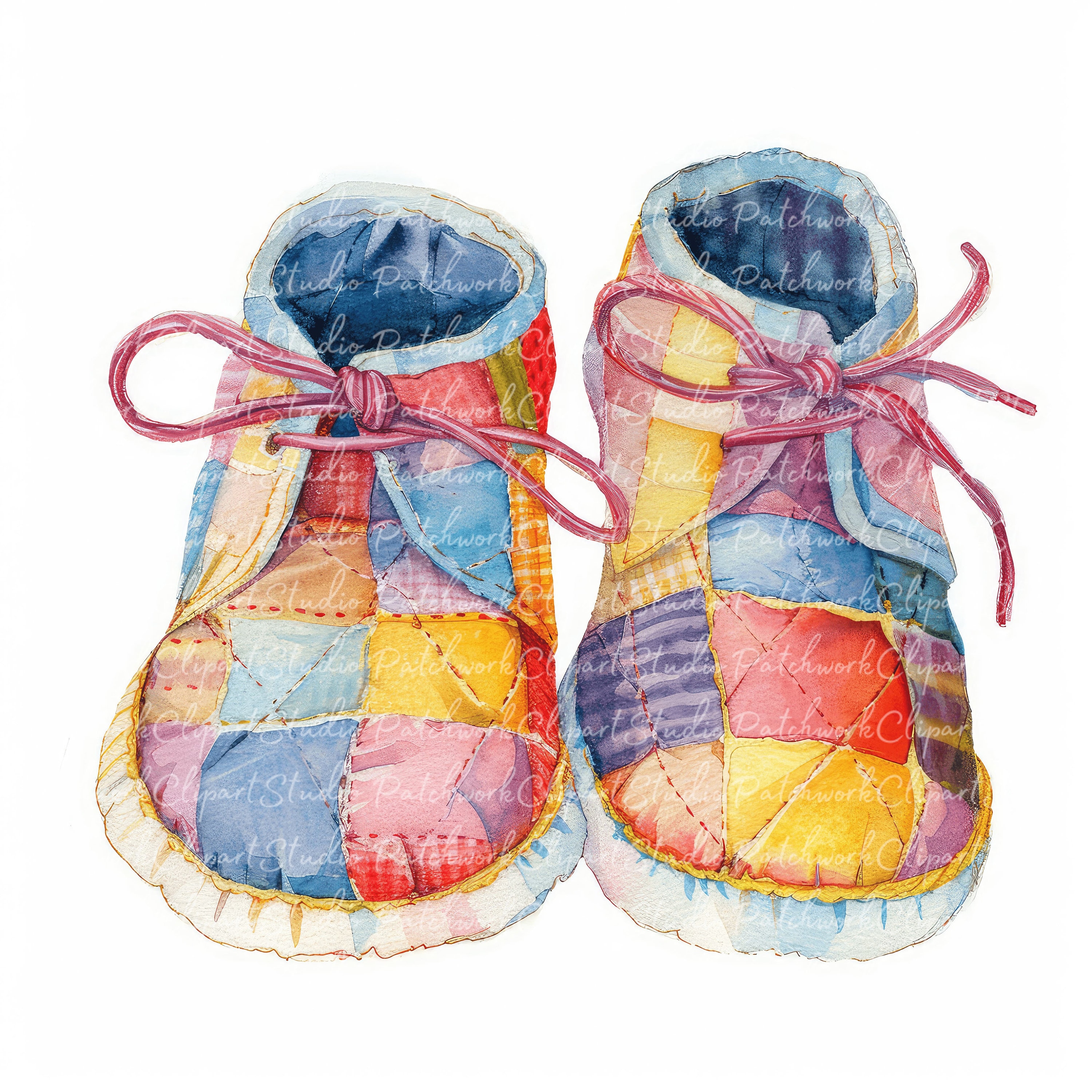 10 Kids' Shoes Clipart Bundle, PNG & JPG, Printable Patchwork Shoe ...