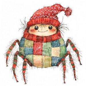 10 Christmas Spider Clipart Bundle, PNG & JPG, Printable Patchwork ...