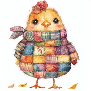 10 Autumn Chick Clipart Bundle, PNG & JPG, Printable Patchwork, Chick ...