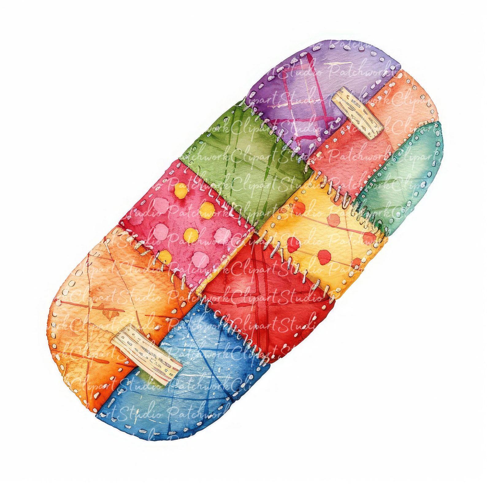 10 Bandages Clipart Bundle, PNG & JPG, Printable Patchwork Bandage ...