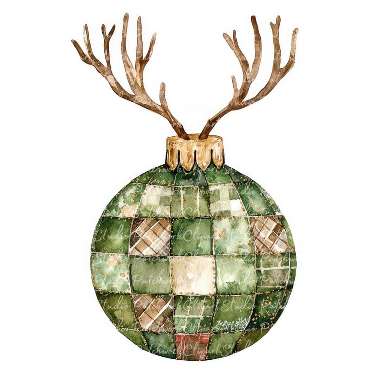 10 Christmas Bauble With Antlers Clipart Bundle, PNG & JPG, Printable ...