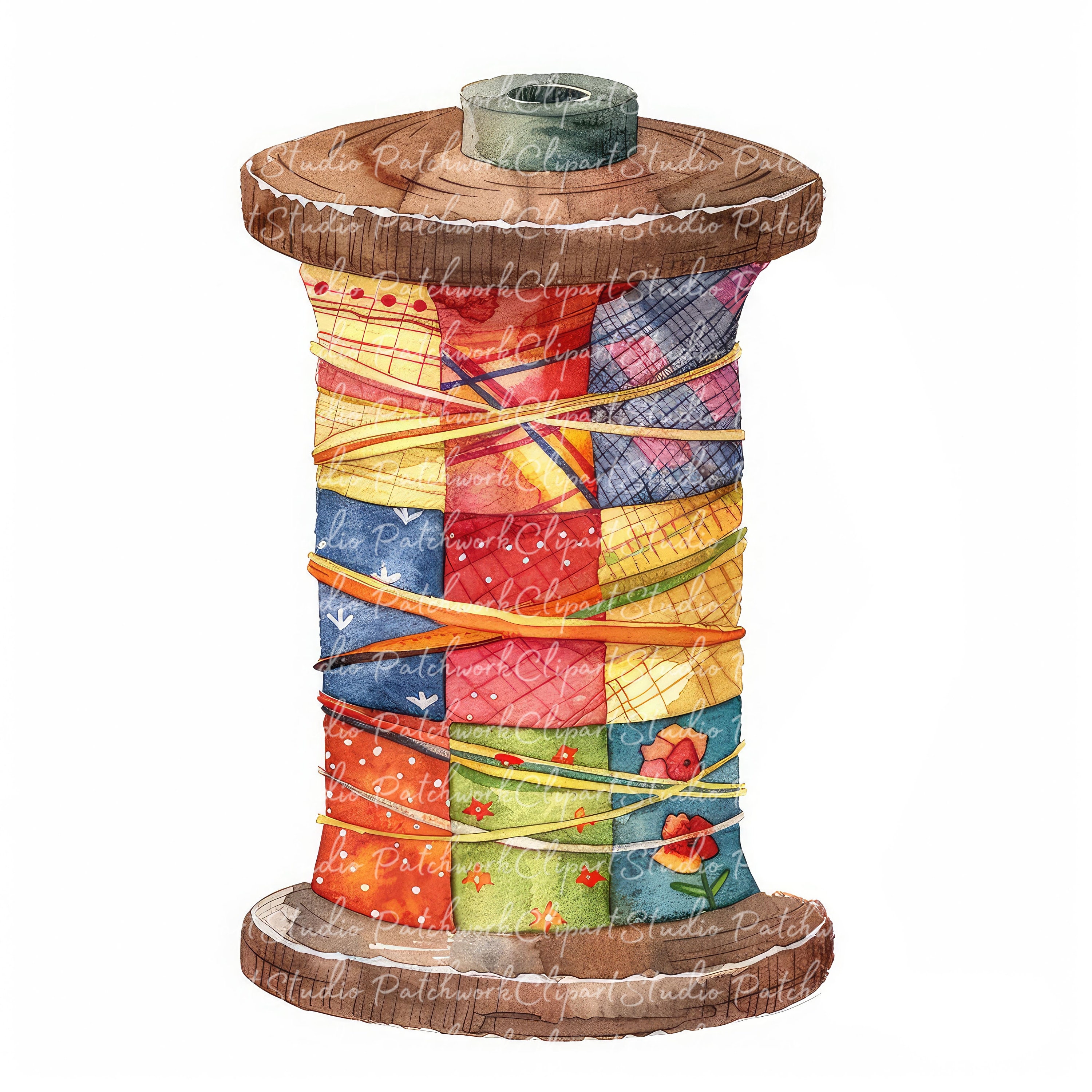 10 Spool of Thread Clipart Bundle, PNG & JPG, Printable Patchwork ...