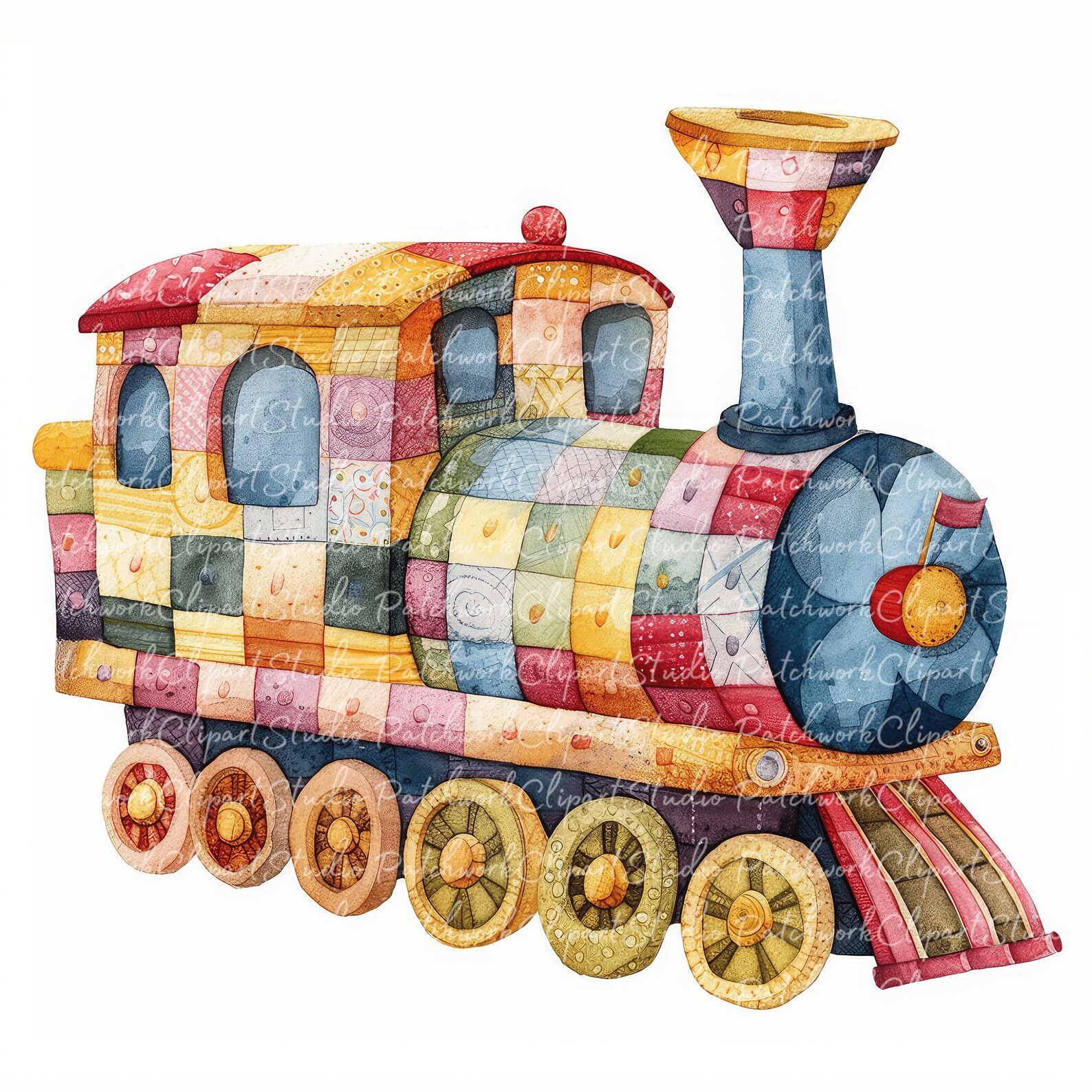 10 Trains Clipart Bundle, PNG & JPG, Printable Patchwork Train ...
