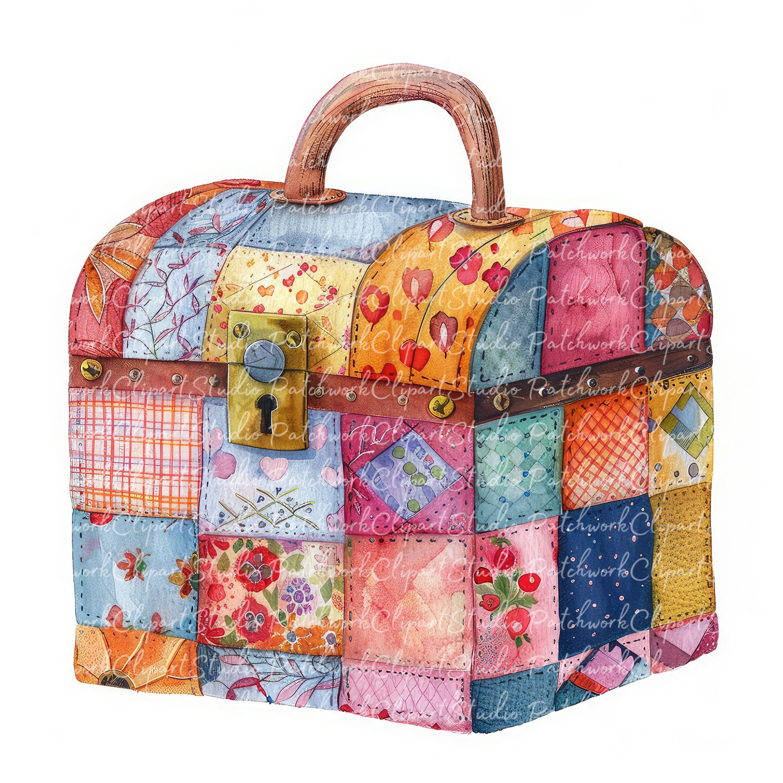 10 Lockbox Clipart Bundle, PNG & JPG, Printable Patchwork Lock ...