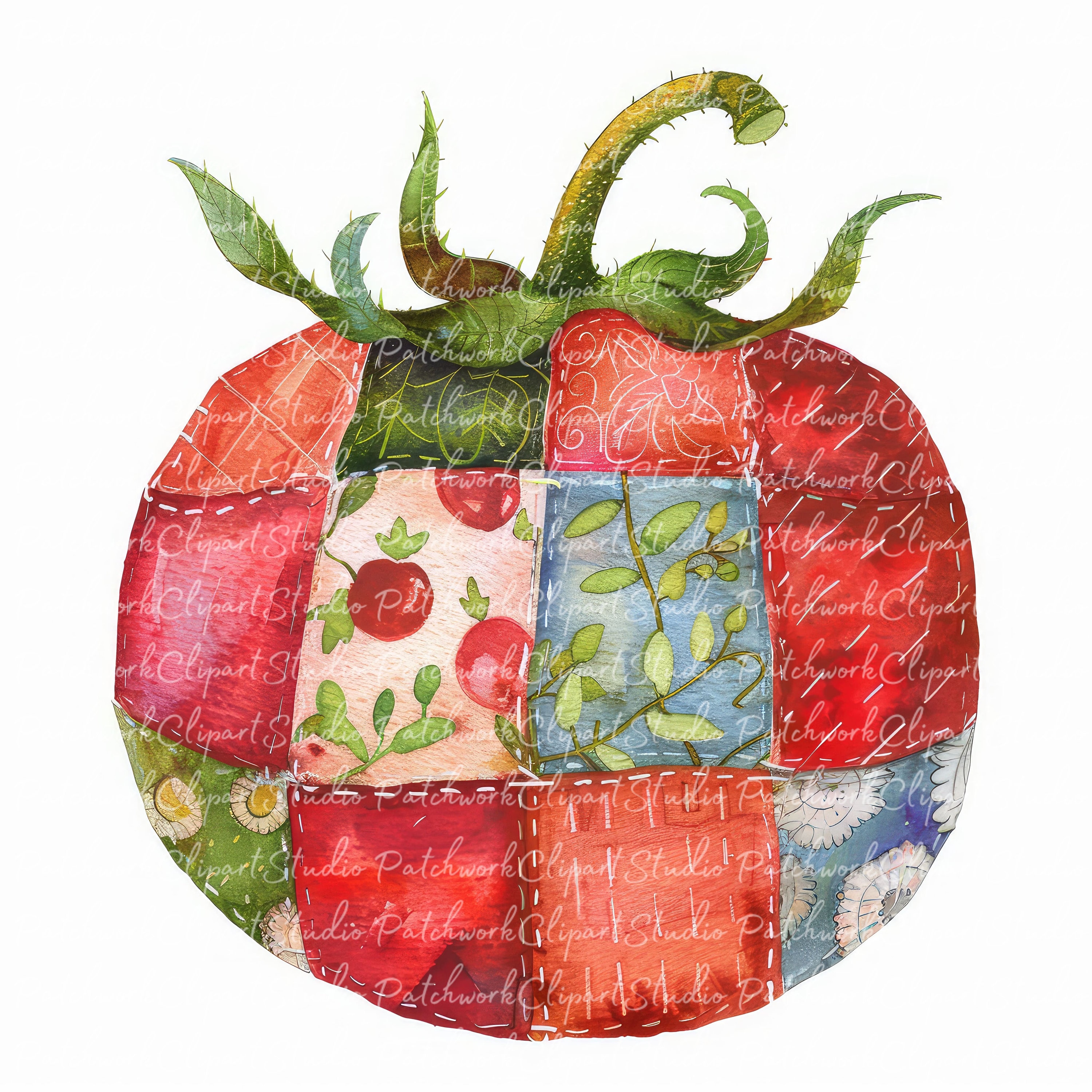 10 Tomato Clipart Bundle, PNG & JPG, Printable Patchwork Tomatoes ...