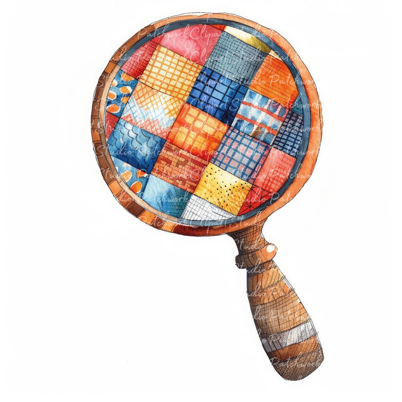 10 Magnifying Glass Clipart Bundle, PNG & JPG, Printable Patchwork ...