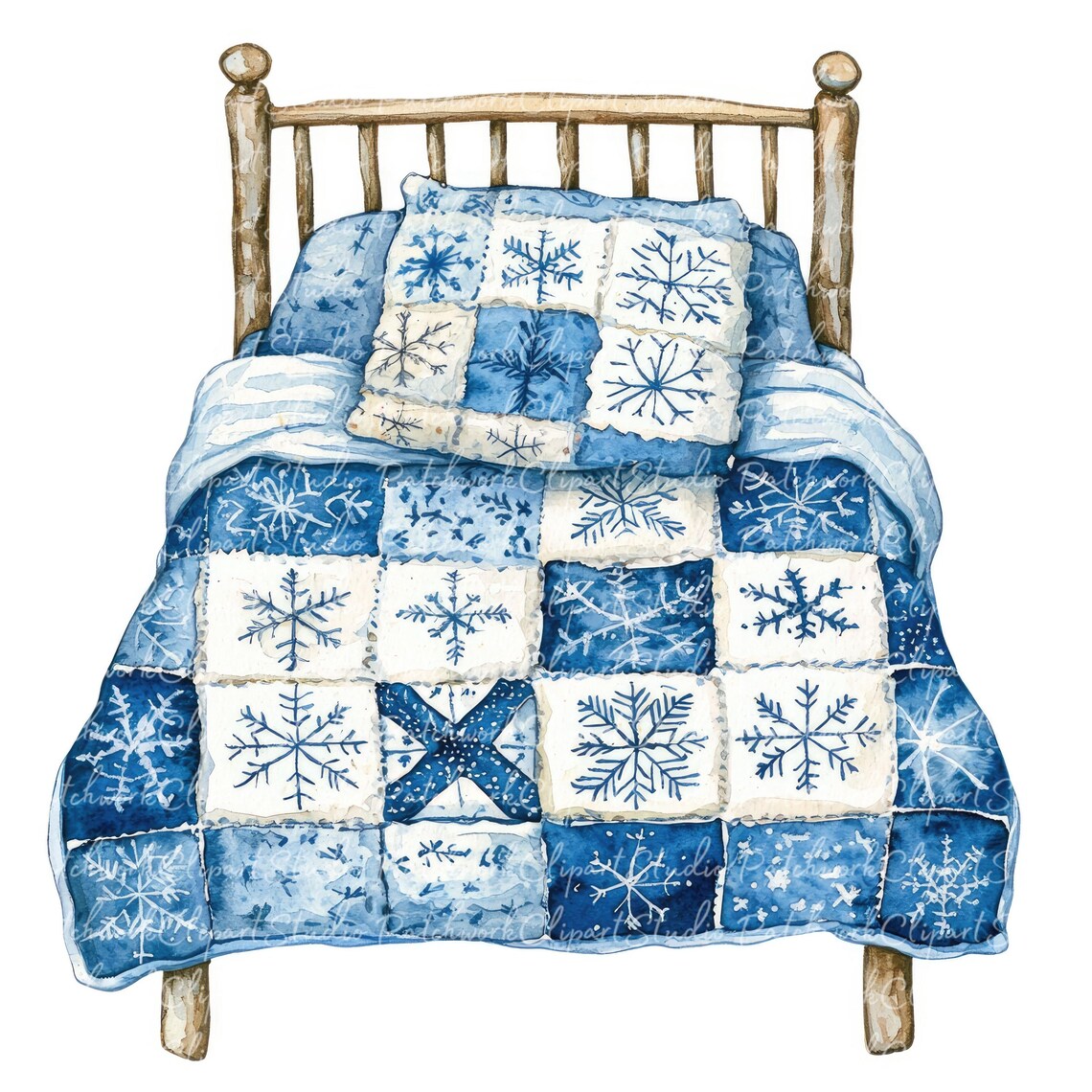 14 Quilted Blue Winter Blanket Clipart Bundle, PNG & JPG, Printable ...