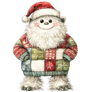10 Christmas Yeti Clipart Bundle, PNG & JPG, Printable Patchwork ...