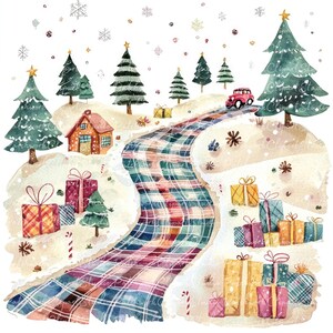 10 Christmas Winter Road Clipart Bundle, PNG & JPG, Printable Patchwork ...