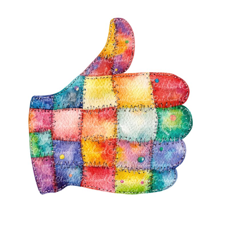 10 Hand Signs Clipart Bundle, PNG & JPG, Printable Patchwork Thumbs up ...