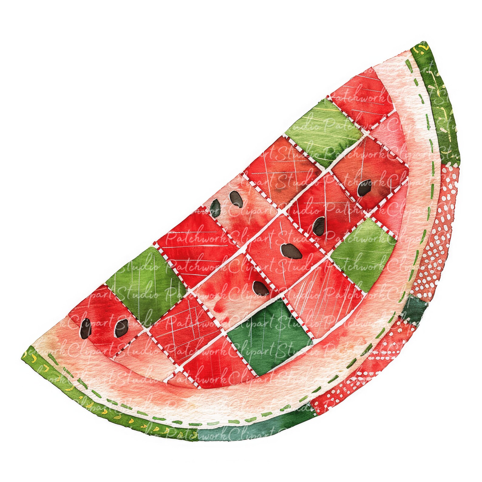 10 Watermelons Clipart Bundle, PNG & JPG, Printable Patchwork Melon ...