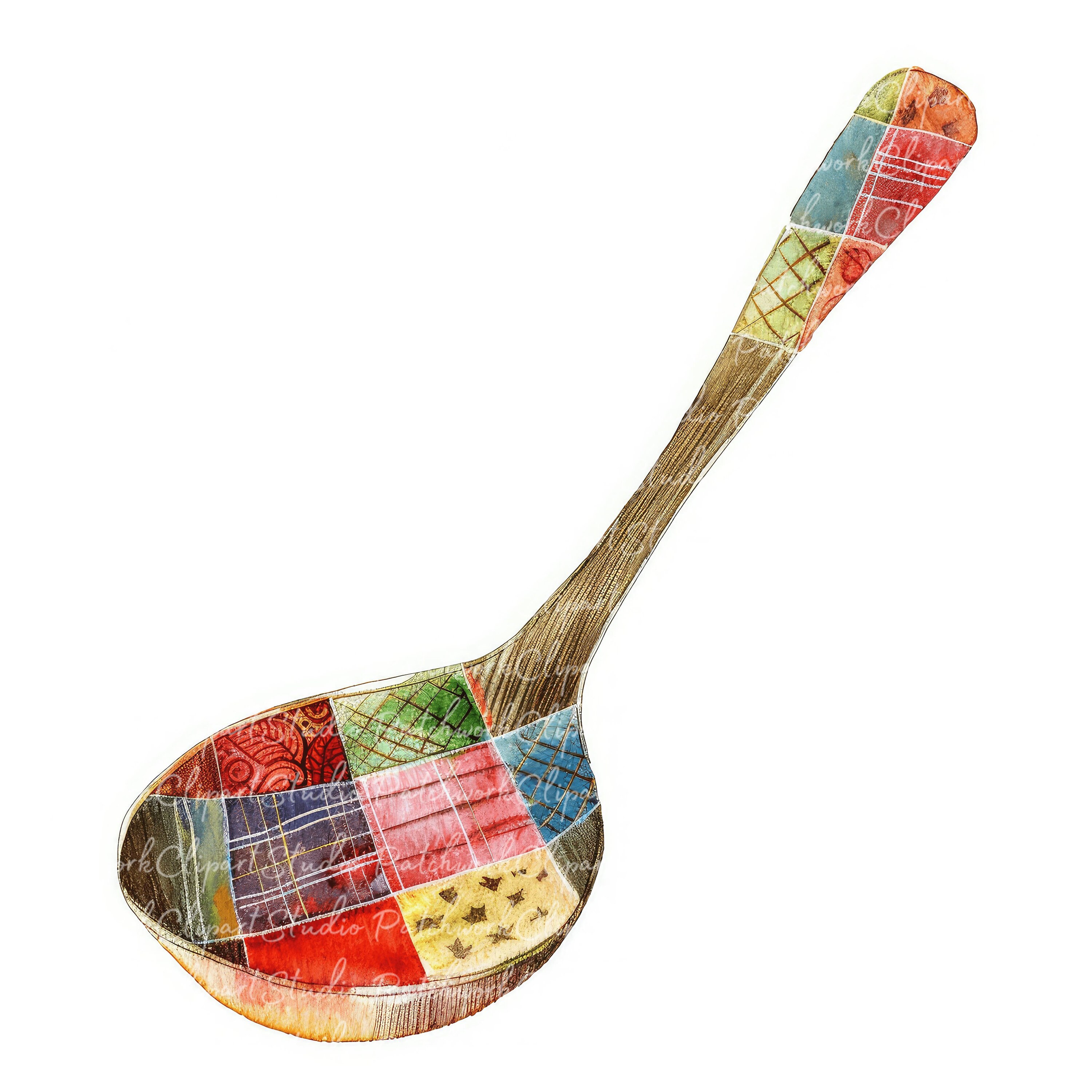 10 Ladles Clipart Bundle, PNG & JPG, Printable Patchwork Ladle ...