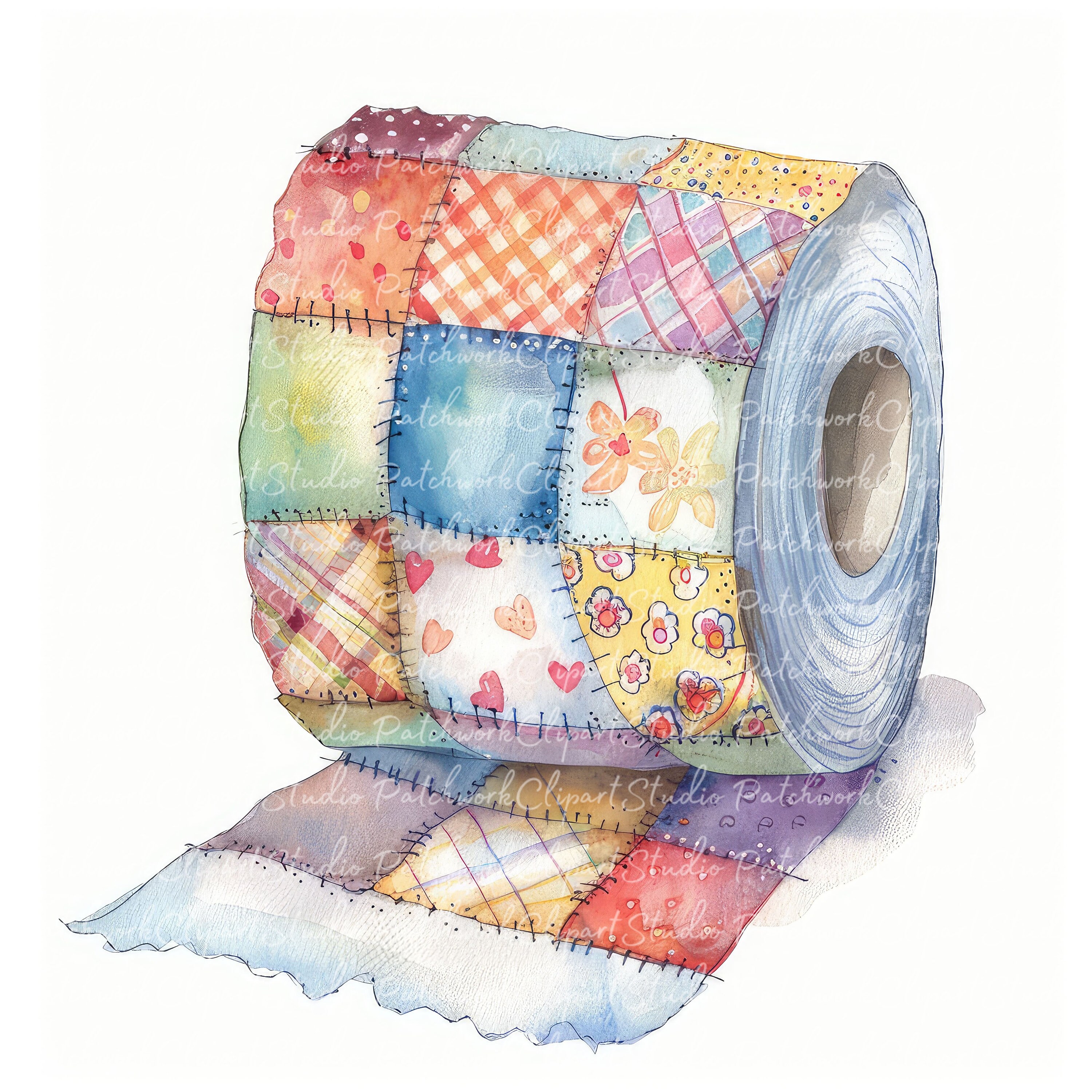 10 Toilet Paper Clipart Bundle, PNG & JPG, Printable Patchwork, Illustrations, Digital Download ...