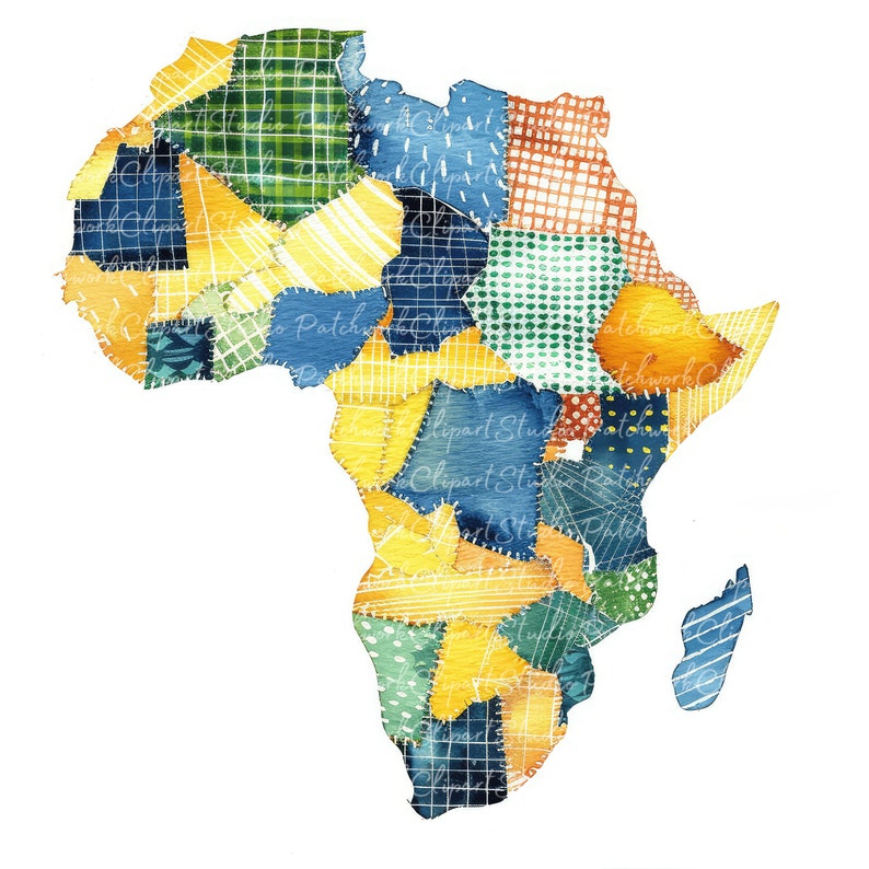 10 Africa Clipart Bundle, PNG & JPG, Printable Patchwork African ...