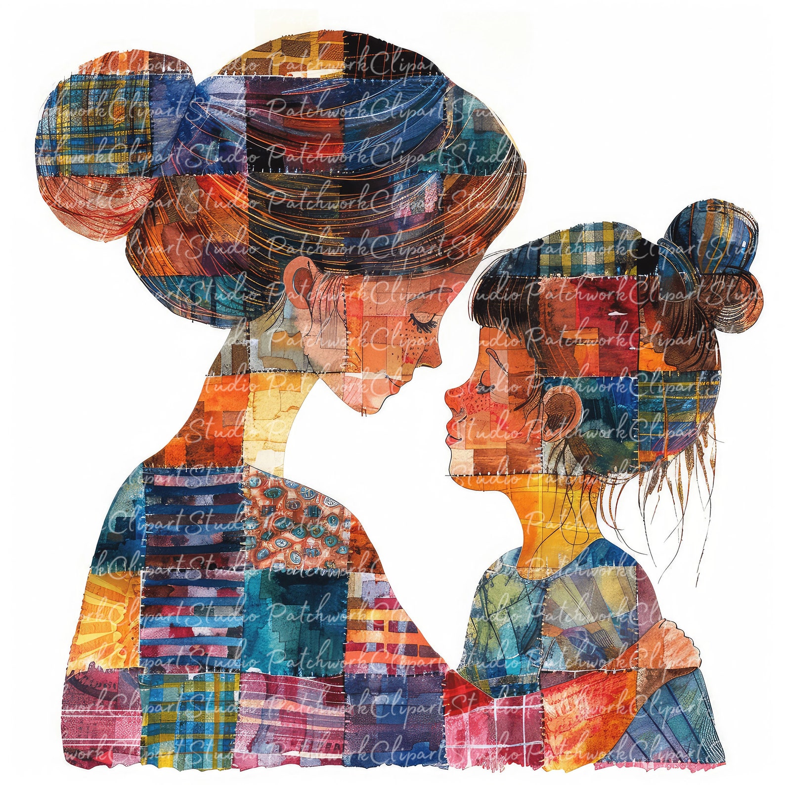 10 Mother and Daughter Clipart Bundle, PNG & JPG, Printable Patchwork ...