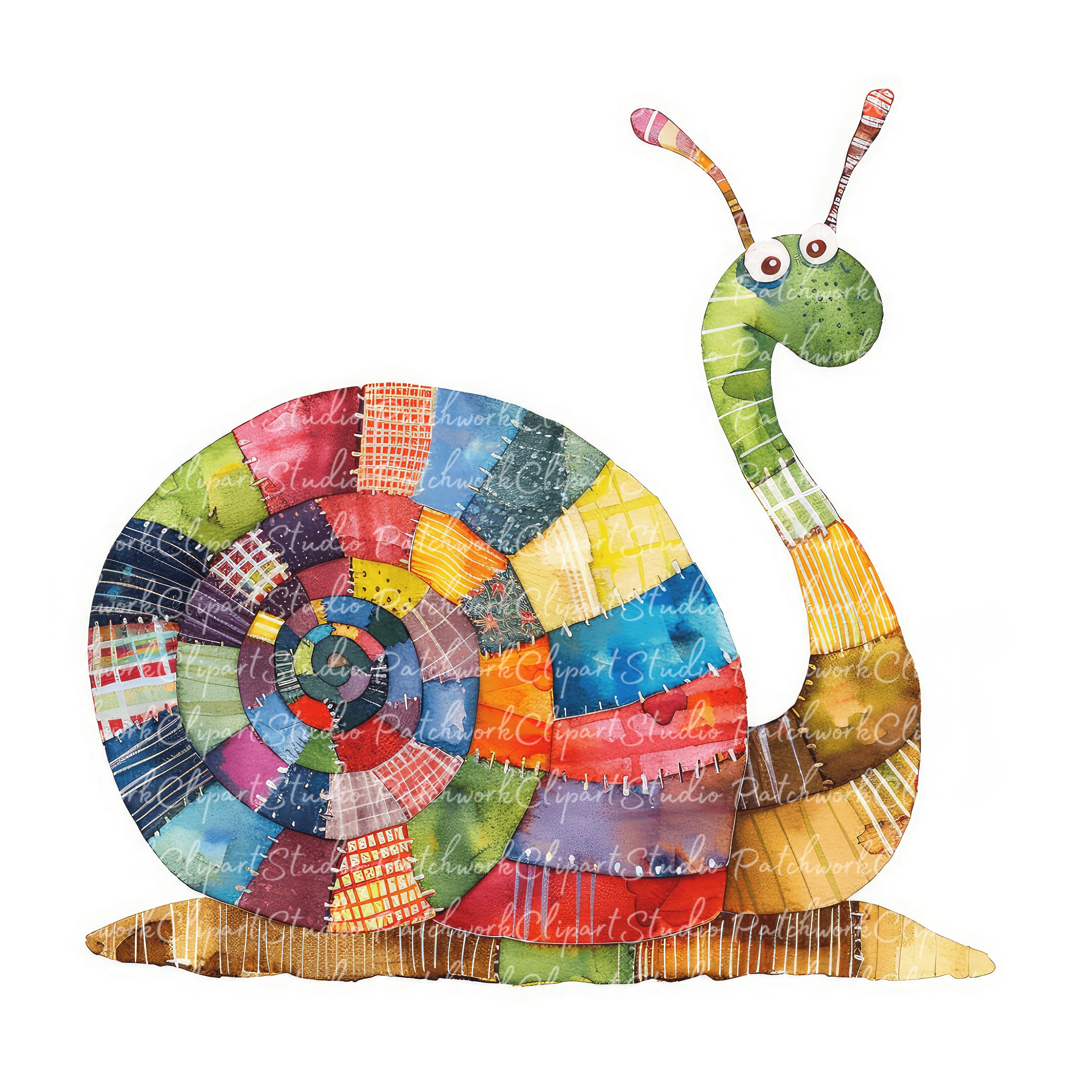 10 Snails Clipart Bundle, PNG & JPG, Printable Patchwork Snail ...