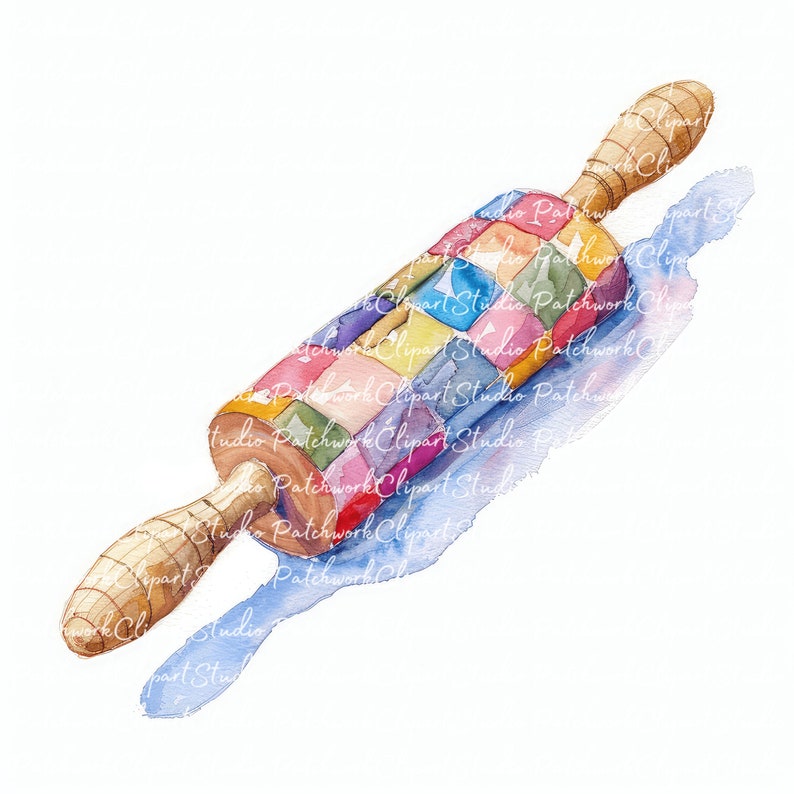10 Rolling Pins Clipart Bundle, Printable Patchwork Rolling Pin ...