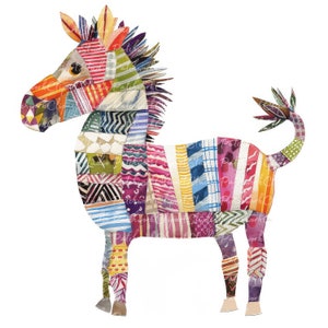 10 Zebras Clipart Bundle, PNG & JPG, Printable Patchwork Zebra ...