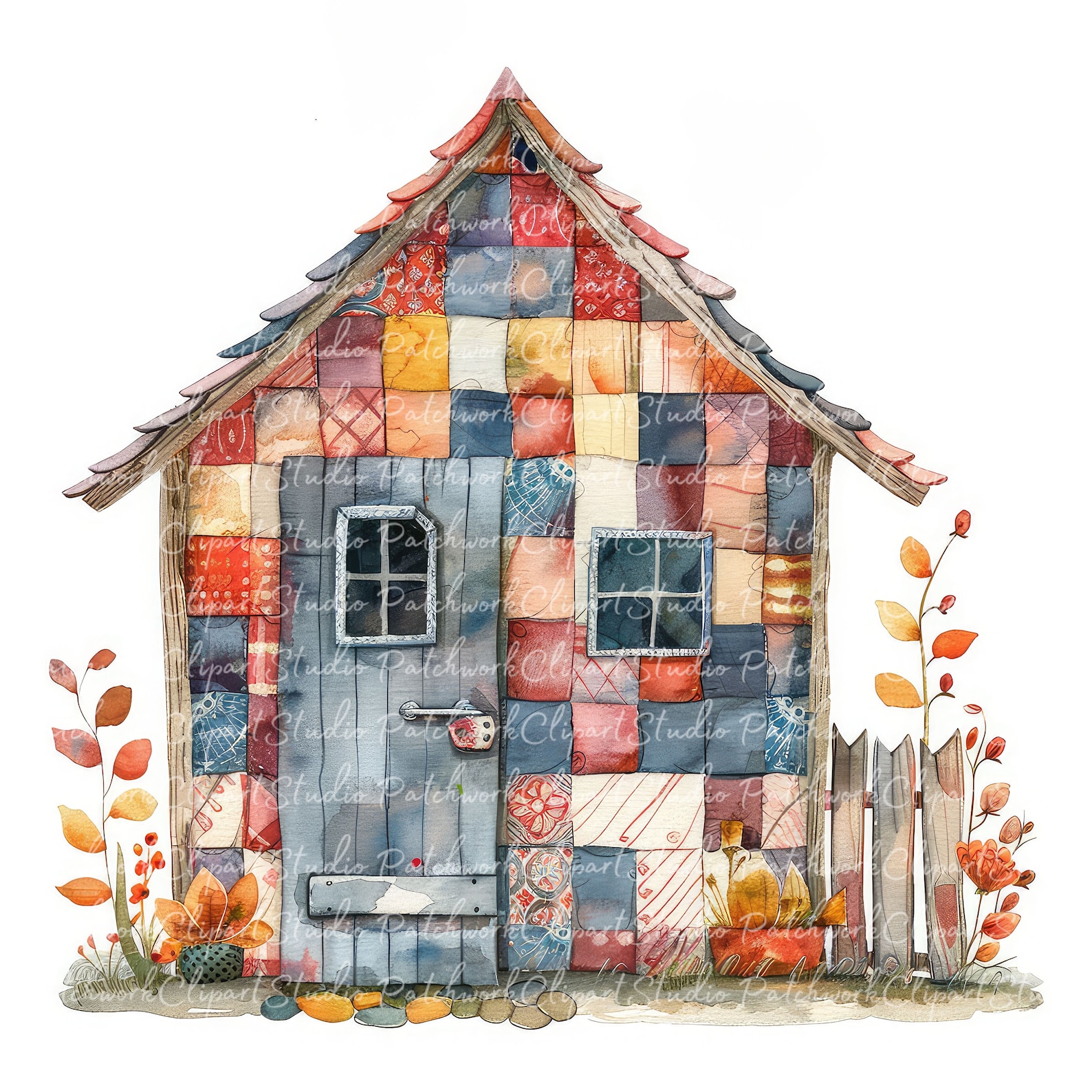 10 Garden Shed Clipart Bundle, PNG & JPG, Printable Patchwork Shed ...