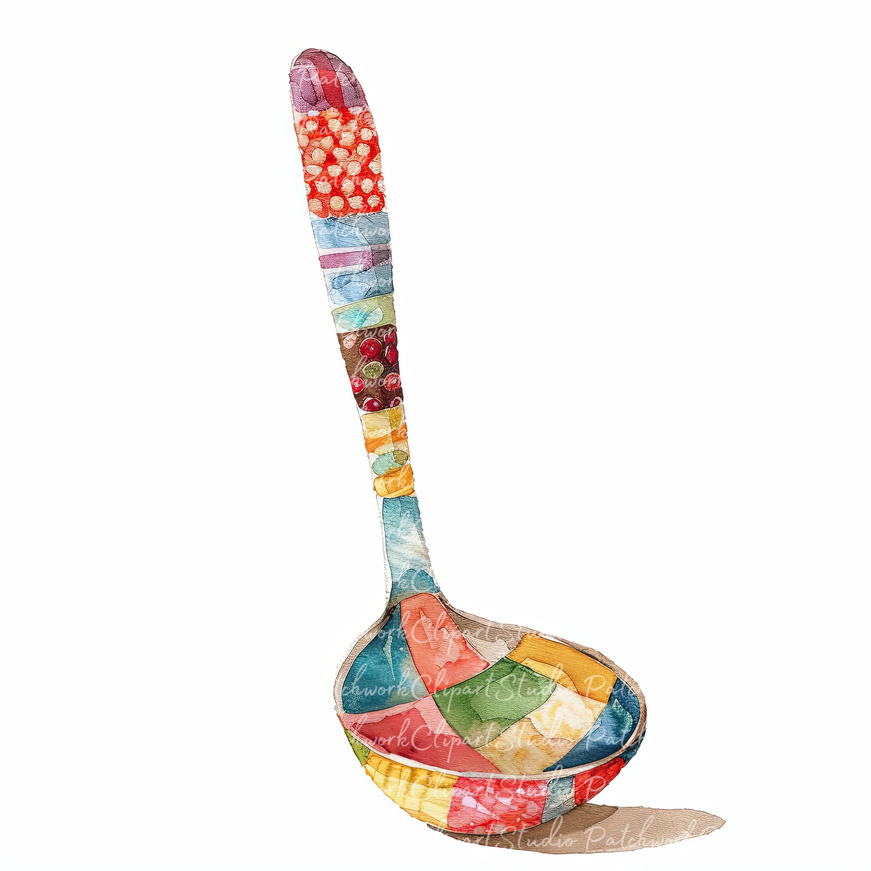 10 Ladles Clipart Bundle, PNG & JPG, Printable Patchwork Ladle ...