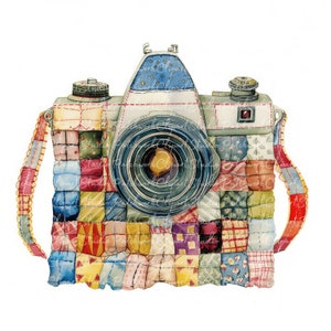 10 Cameras Clipart Bundle, PNG & JPG, Printable Patchwork Camera ...