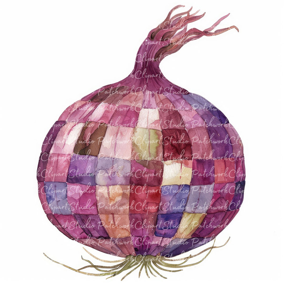 10 Onion Clipart Bundle, PNG & JPG, Printable Patchwork Onions ...