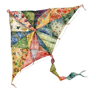 10 Kites Clipart Bundle, PNG & JPG, Printable Patchwork Kite ...