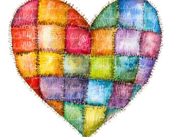 10 Blue Heart Clipart Bundle, PNG & JPG, Printable Patchwork ...