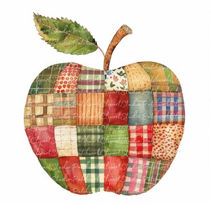 10 Apples Clipart Bundle, PNG & JPG, Printable Patchwork Apple ...