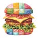 10 Hamburgers Clipart Bundle, PNG & JPG, Printable Patchwork Burger ...