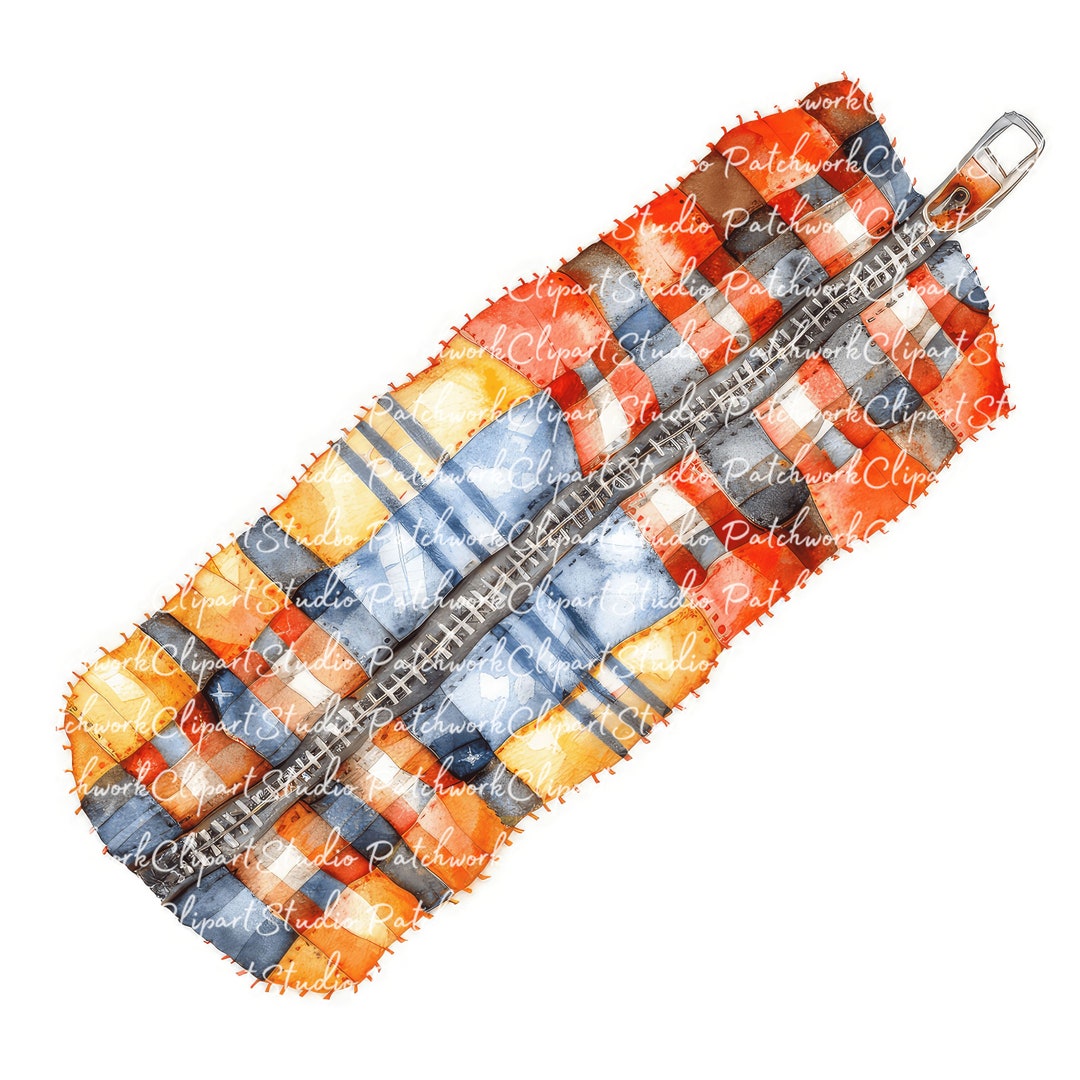 10 Zippers Clipart Bundle, Printable Patchwork Zipper, Quilted Fabric ...