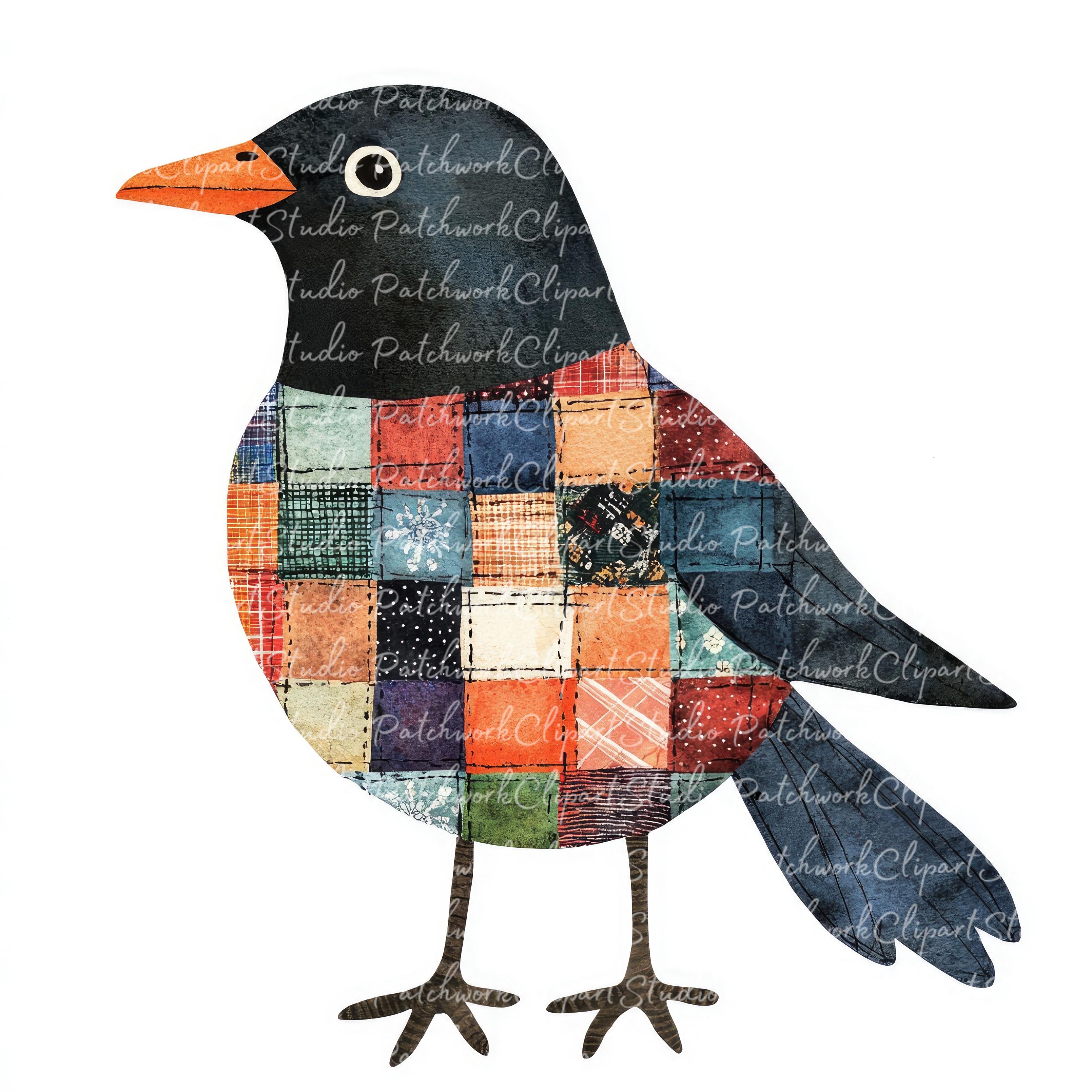 10 Crow Clipart Bundle, PNG & JPG, Printable Patchwork, Black Bird ...
