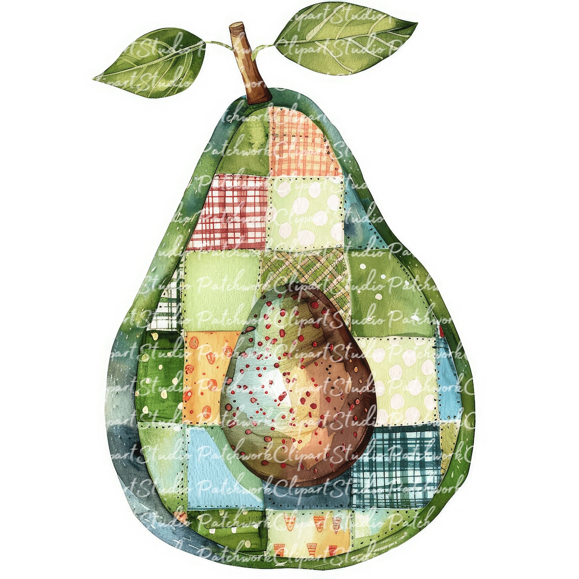 10 Avocados Clipart Bundle, PNG & JPG, Printable Patchwork Avocado ...