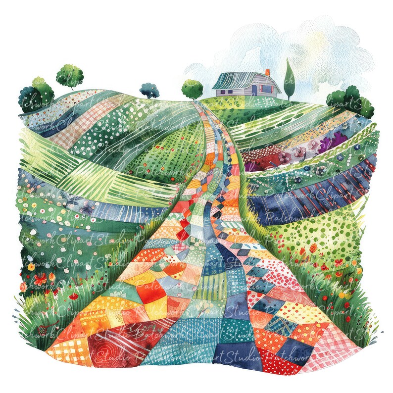 10 Roads Clipart Bundle, PNG & JPG, Printable Patchwork Road ...