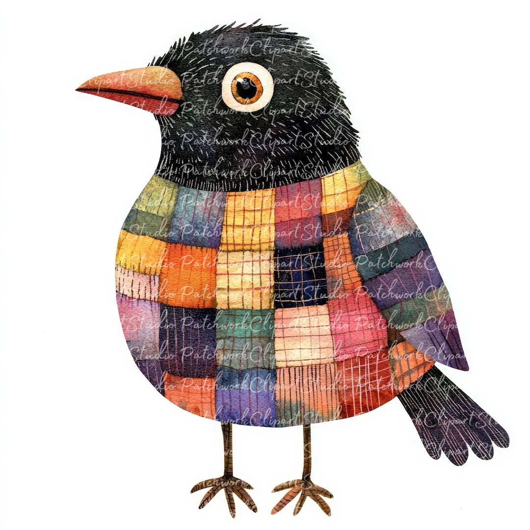 10 Crow Clipart Bundle, PNG & JPG, Printable Patchwork, Black Bird ...