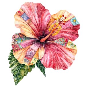 10 Hibiscus Clipart Bundle, PNG & JPG, Printable Patchwork ...
