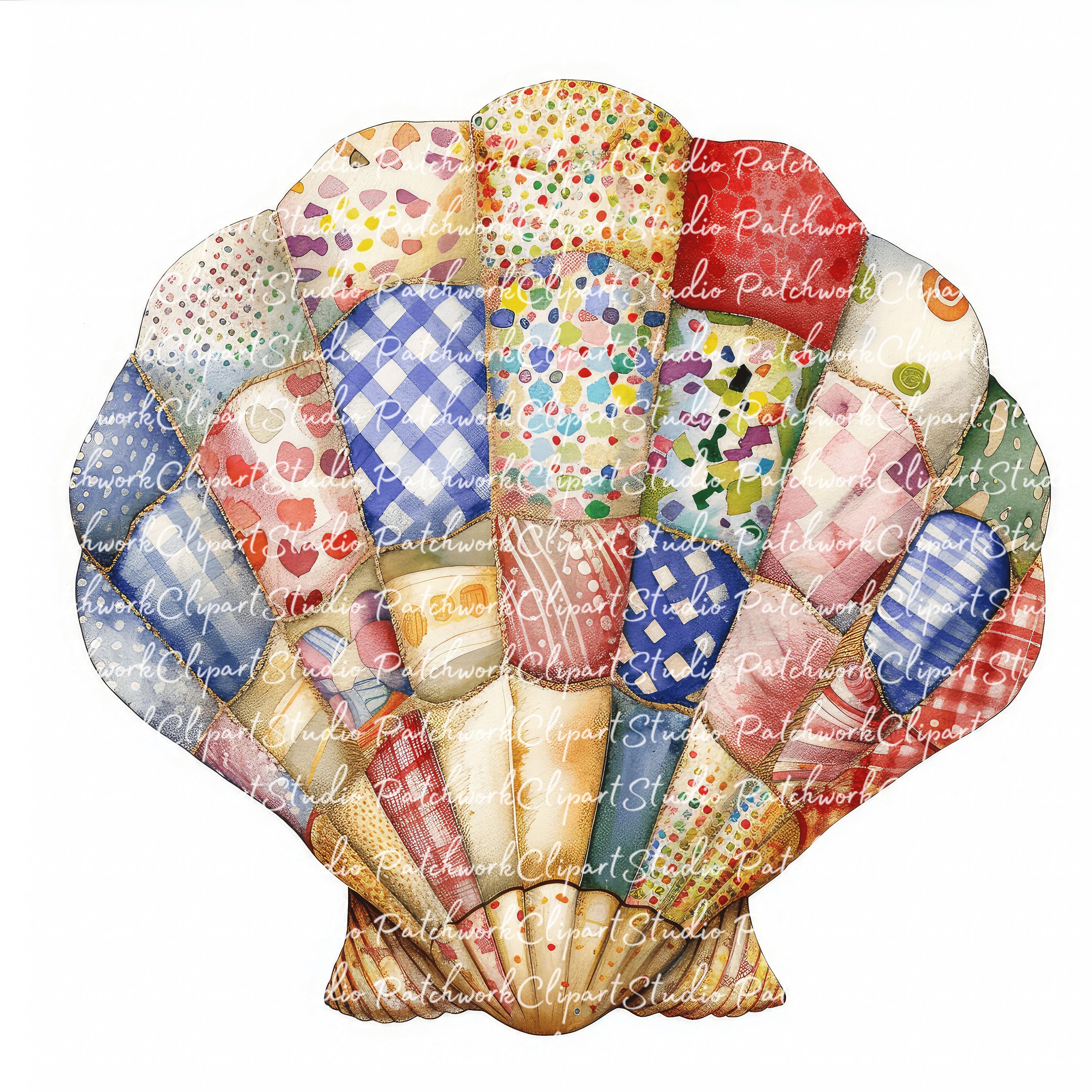 10 Shells Clipart Bundle, PNG & JPG, Printable Patchwork Shell ...