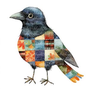 10 Crow Clipart Bundle, PNG & JPG, Printable Patchwork, Black Bird ...