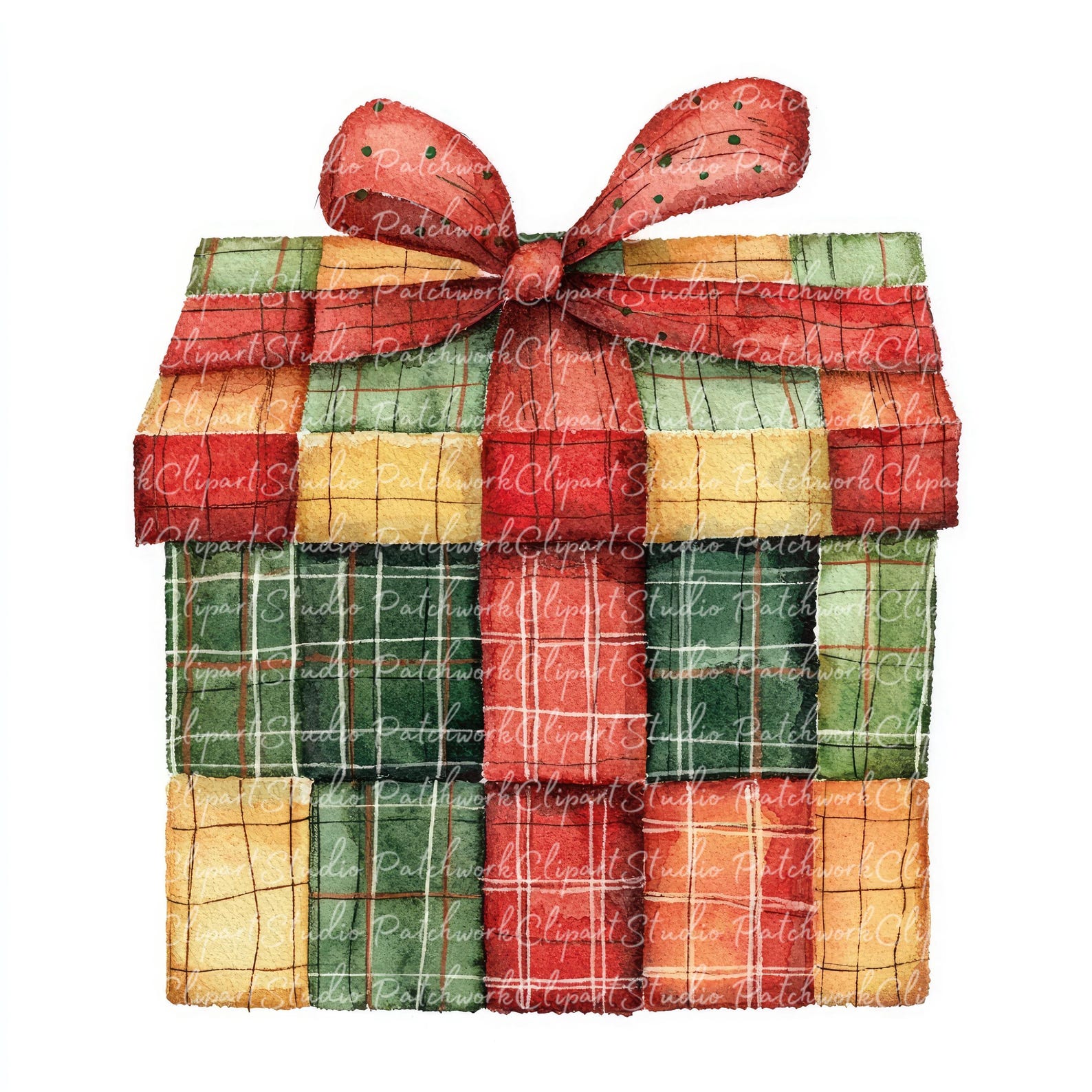 10 Christmas Gift Clipart Bundle, PNG & JPG, Printable Patchwork, XMAS ...