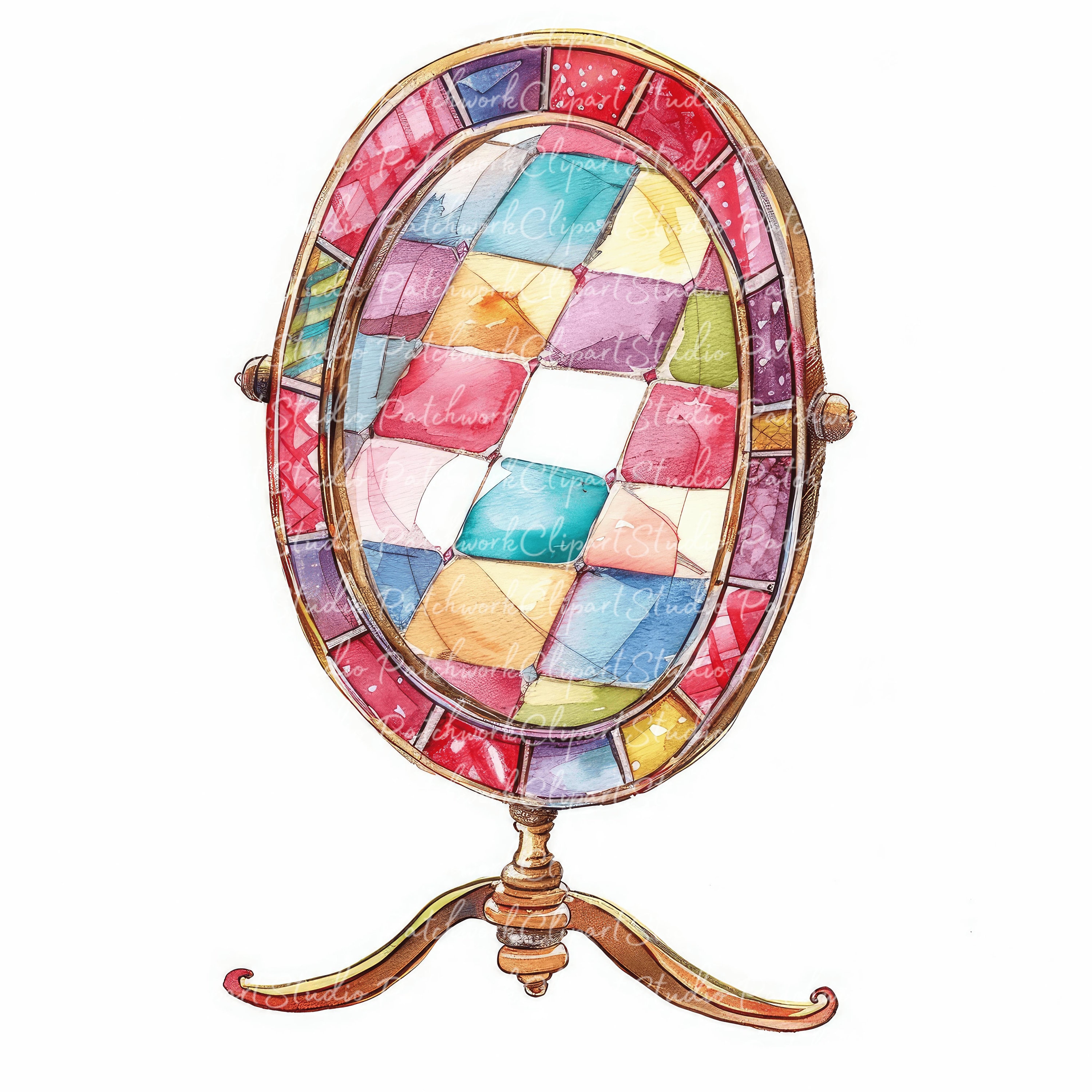 10 Mirrors Clipart Bundle, PNG & JPG, Printable Patchwork Mirror ...