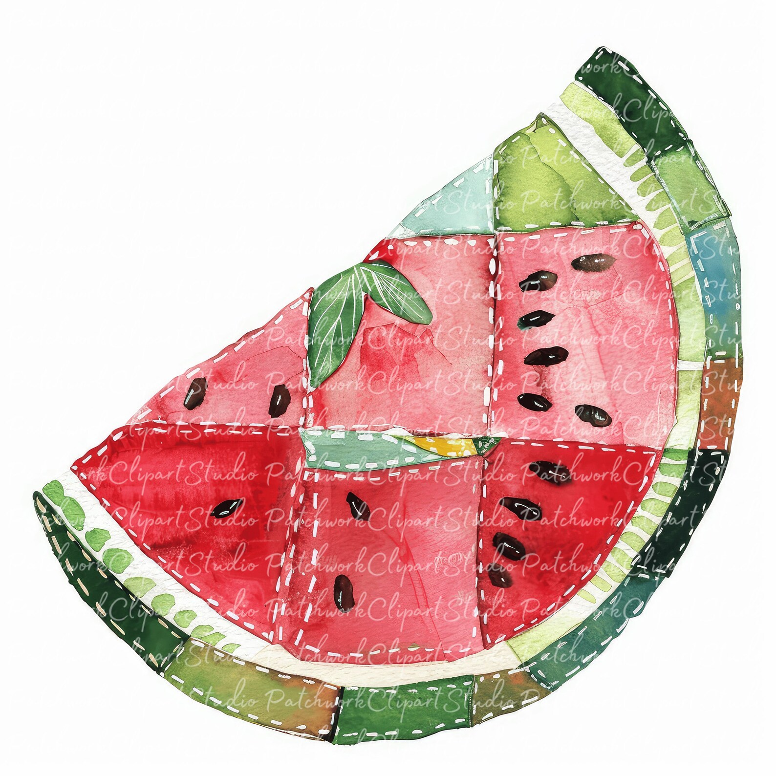 10 Watermelons Clipart Bundle, PNG & JPG, Printable Patchwork Melon ...