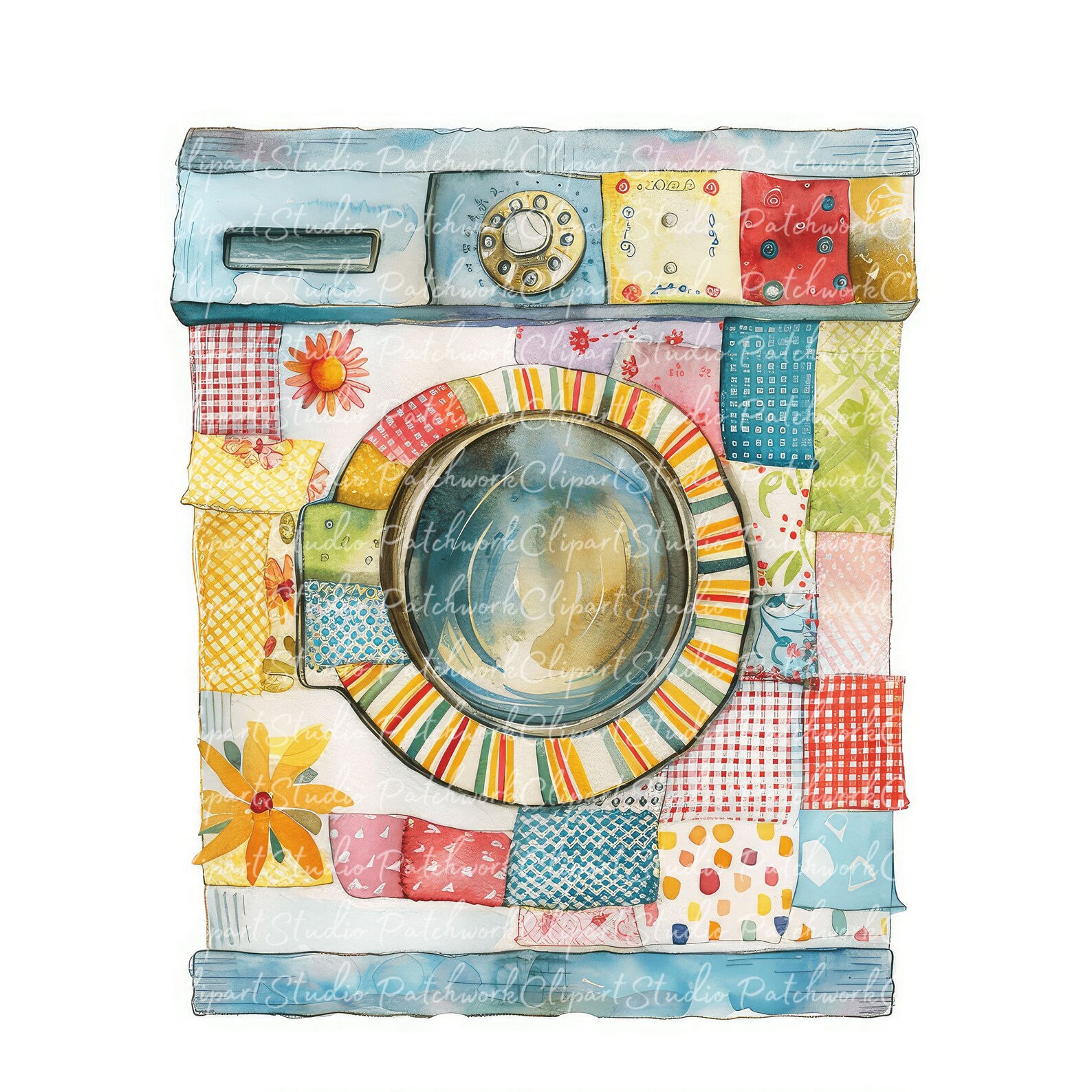 10 Washing Machine Clipart Bundle, PNG & JPG, Printable Patchwork ...