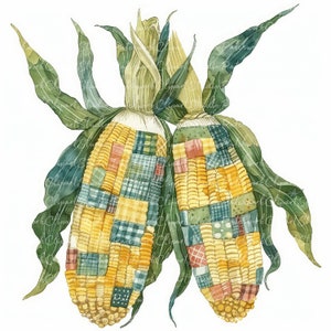10 Corn on the Cob Clipart Bundle, PNG & JPG, Printable Patchwork ...