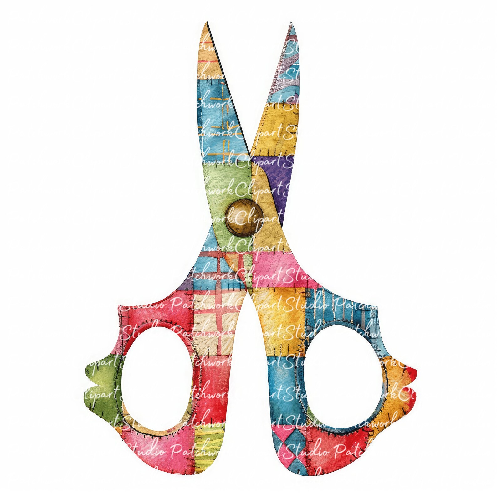 10 Scissors Clipart Bundle, PNG & JPG, Printable Patchwork Scissors ...