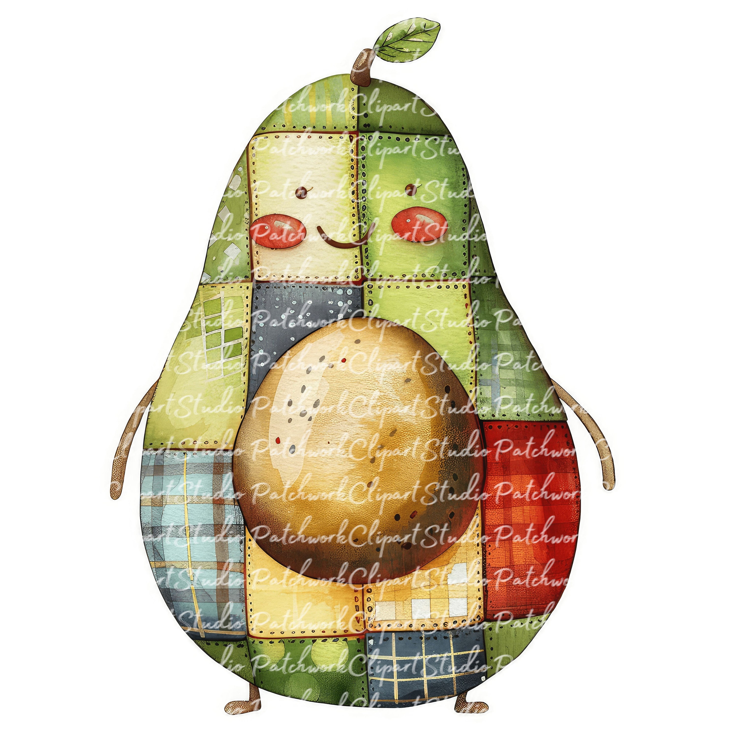 10 Avocados Clipart Bundle, PNG & JPG, Printable Patchwork Avocado ...