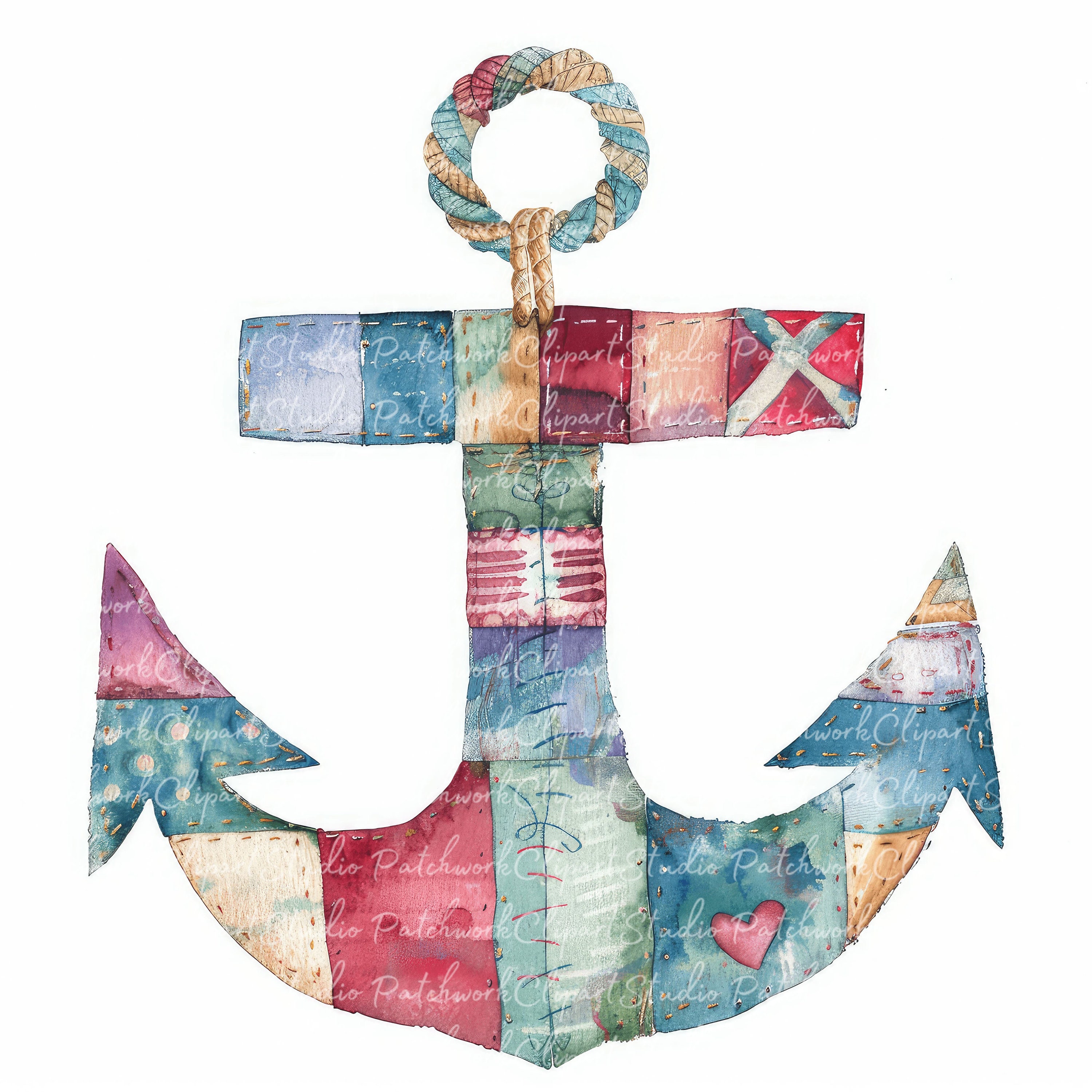 10 Anchors Clipart Bundle, PNG & JPG, Printable Patchwork Anchor ...
