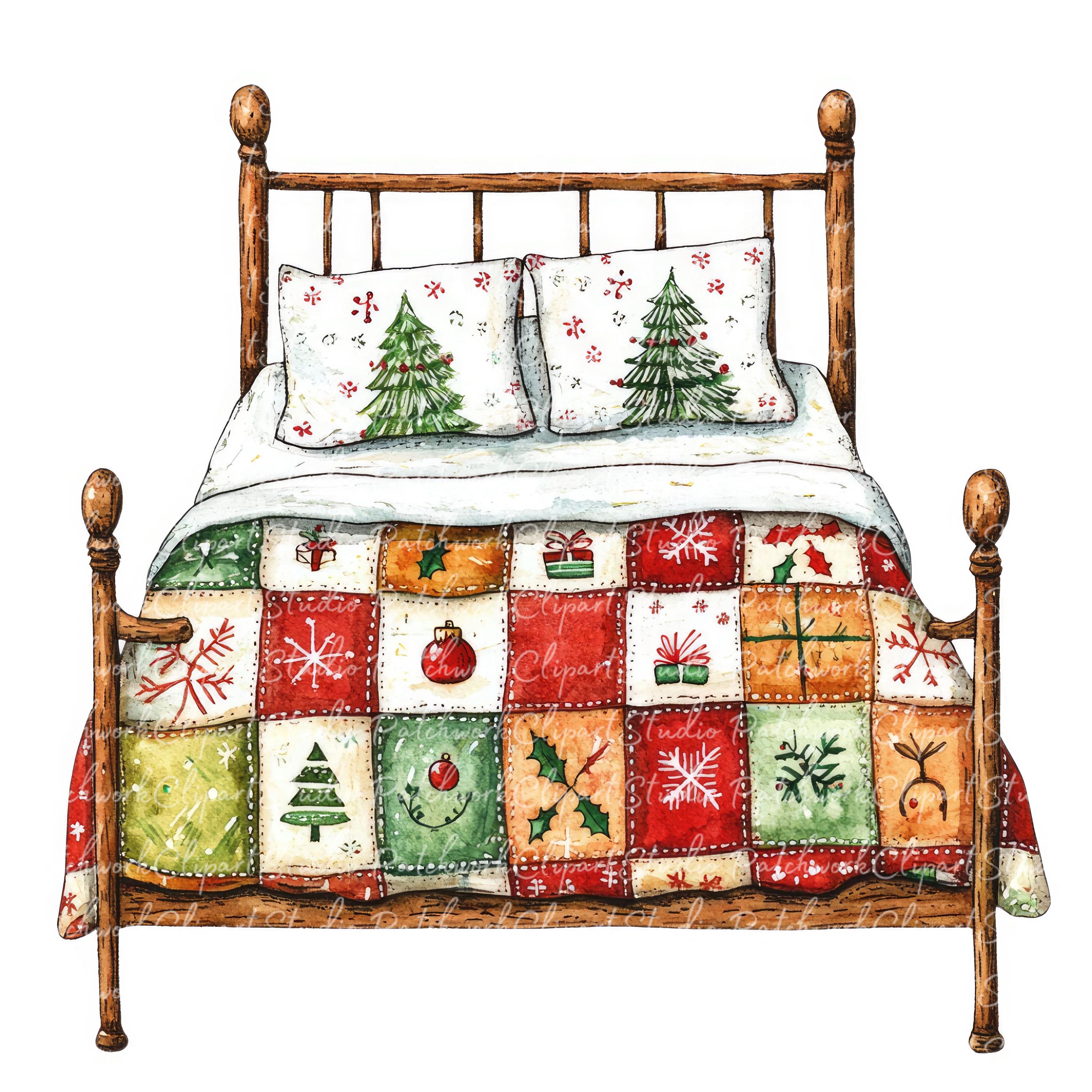 12 Christmas Blanket Clipart Bundle, PNG & JPG, Printable Patchwork ...