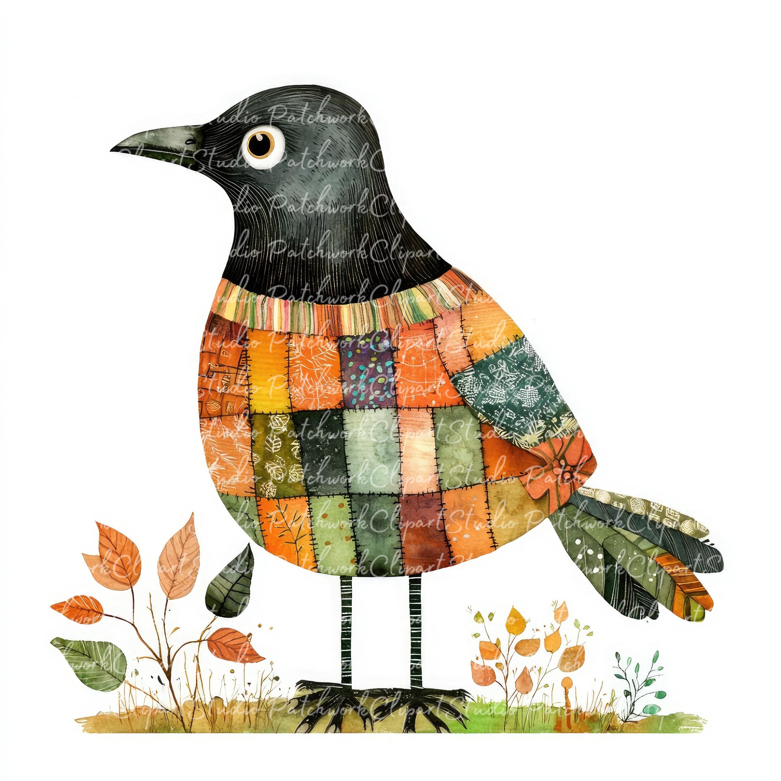 10 Autumn Crow Clipart Bundle, PNG & JPG, Printable Patchwork, Black ...
