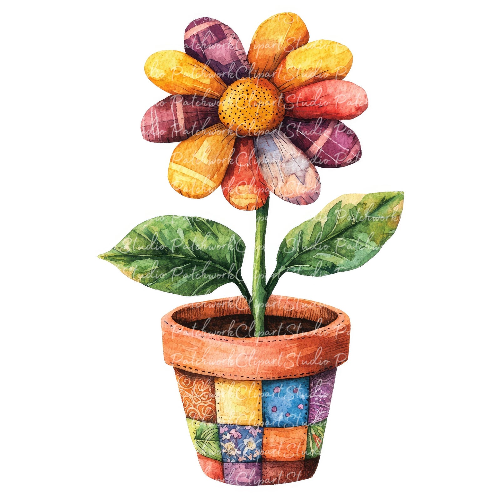 10 Flower in Pot Clipart Bundle, PNG & JPG, Printable Patchwork ...